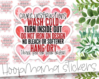 Washing Instructions Washer Sticker for Shirts Packaging | Etsy