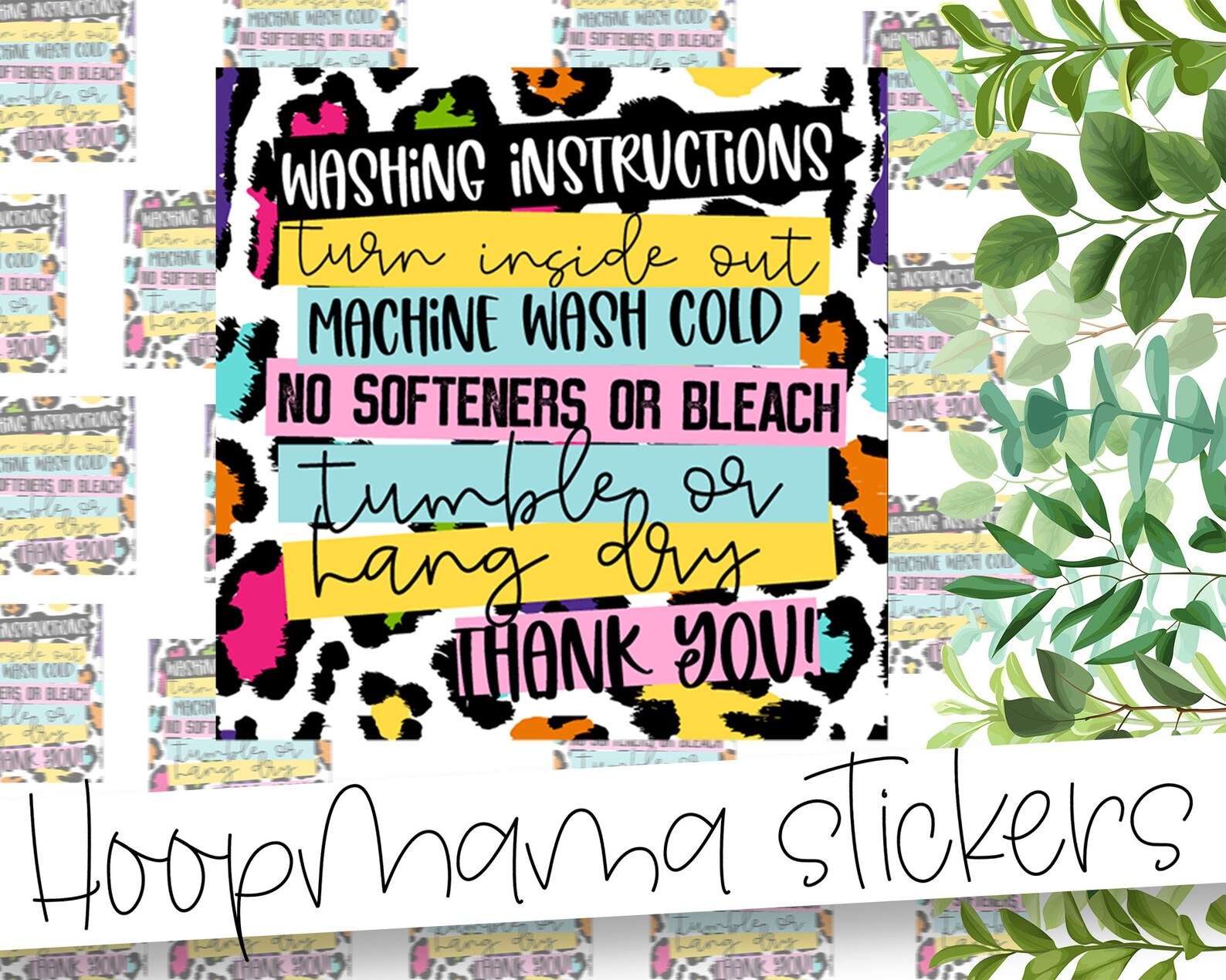 Washing Instructions Washer Sticker for Shirts Packaging | Etsy