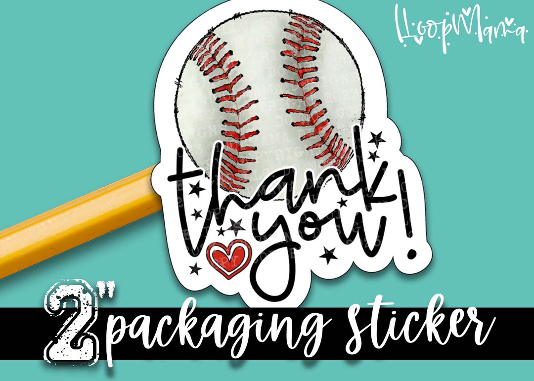 Thank You! - Baseball Thank You Packaging Stickers - Large 2 Inch ...