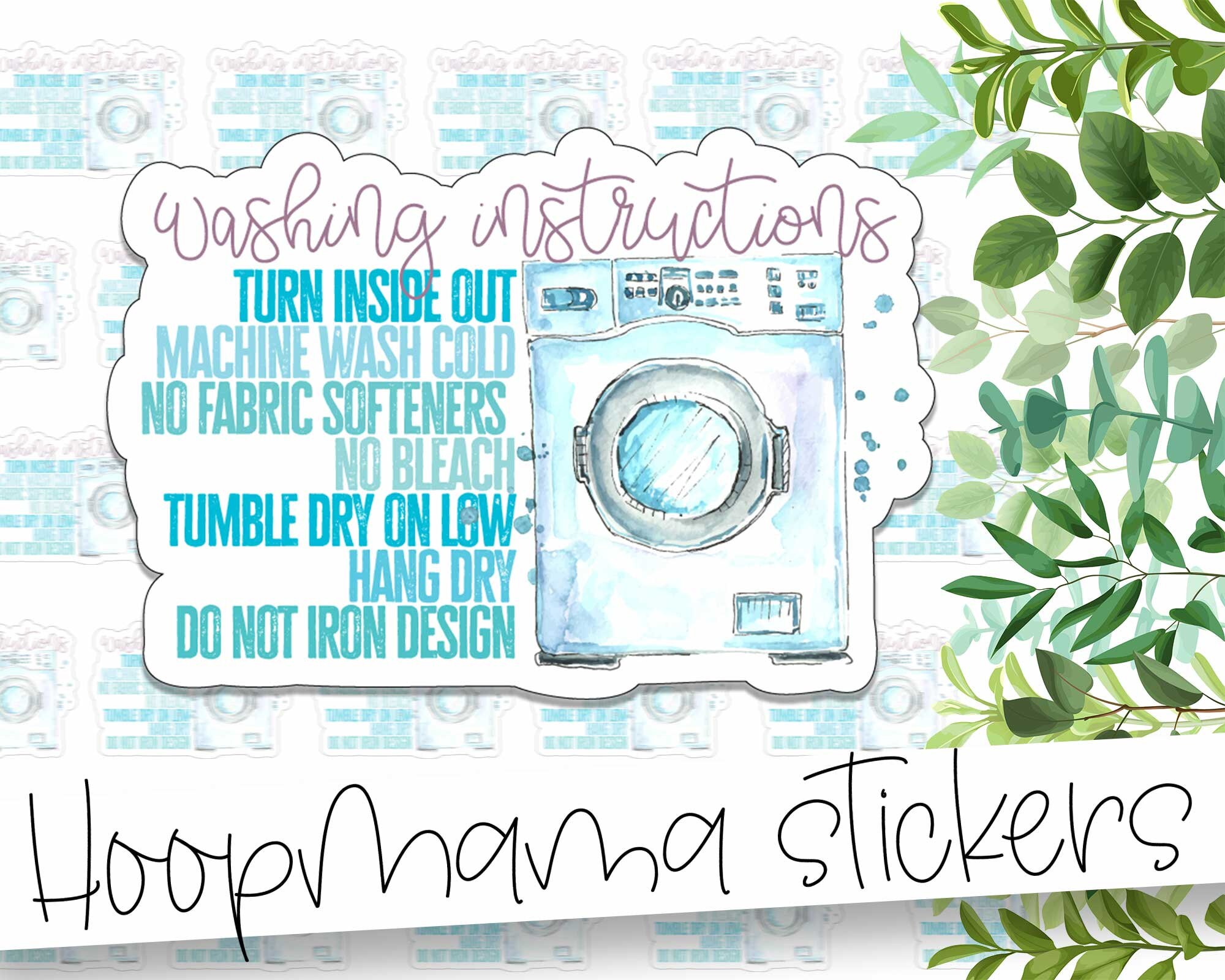 Washing Instructions Washer Sticker For Shirts Packaging | Etsy