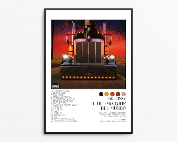 Tracklist poster El Ultimo Tour Del Mundo Music Album Poster| Album ...