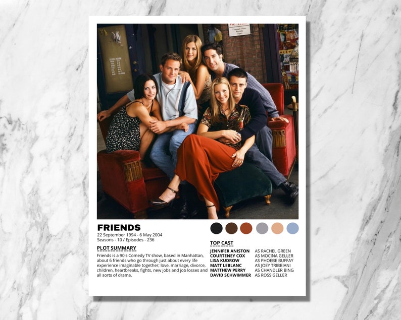 Friends Tv Show Poster / Friends Sitcom Poster / Movie Poster / Poster ...