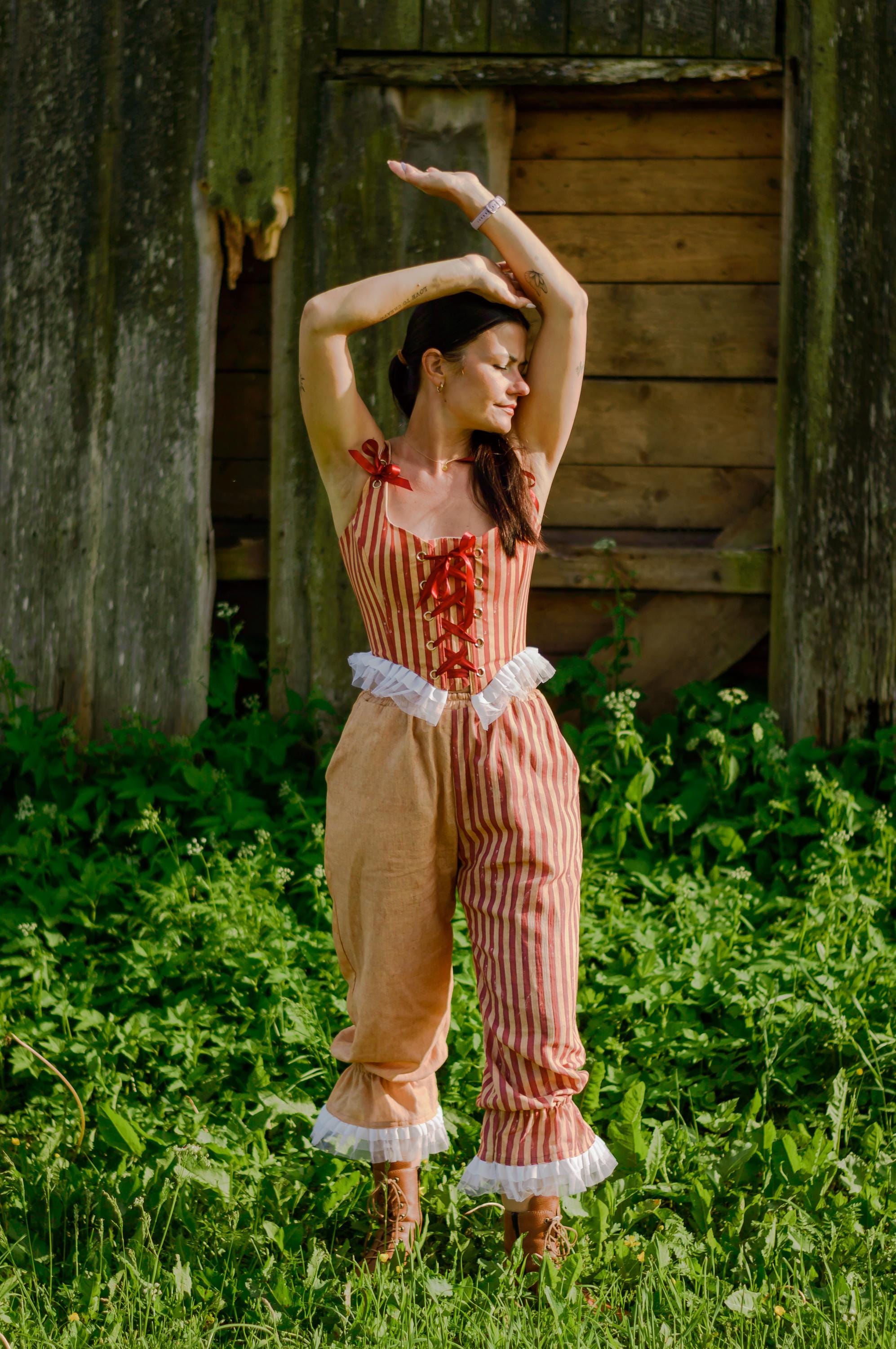 Clown Corset Red Vintage Stripes Circus Outfit Cottagecore Halloween ...