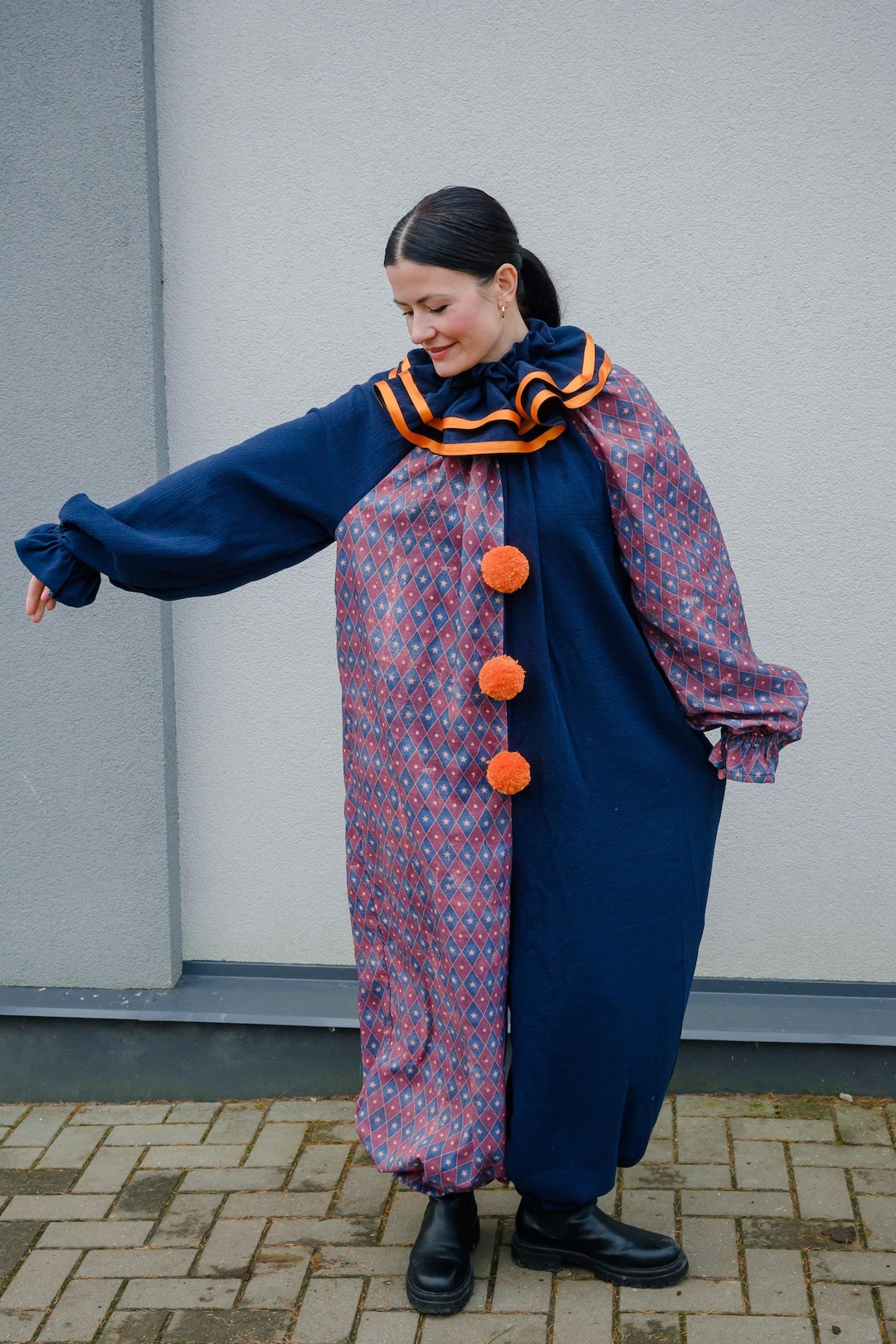 Retro Clown Costume Adult Unisex Vintage Old Circus Harlequin Circus ...