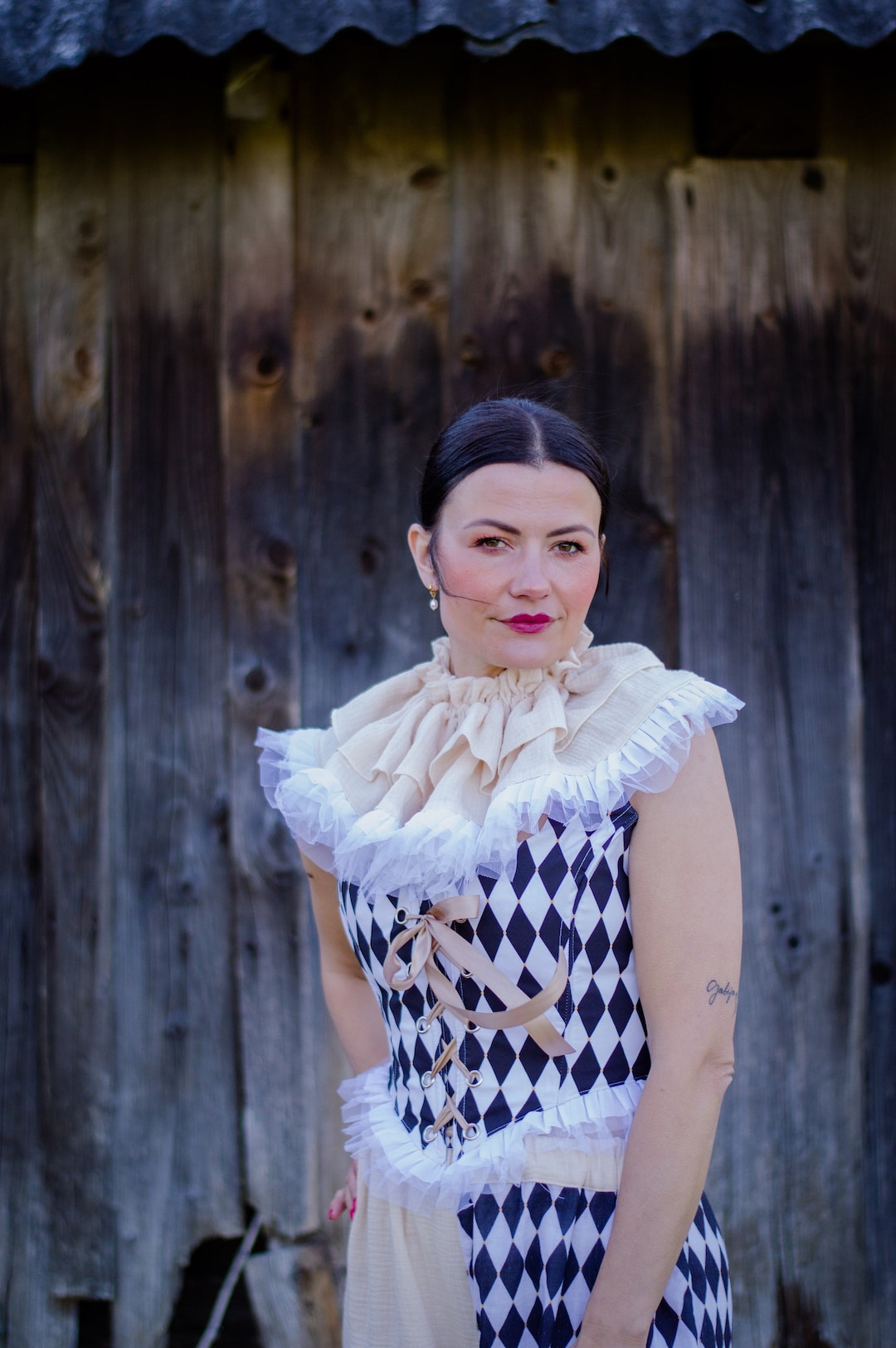 Clown Corset Black Harlequin Circus Outfit Cottagecore Romantic Corset ...