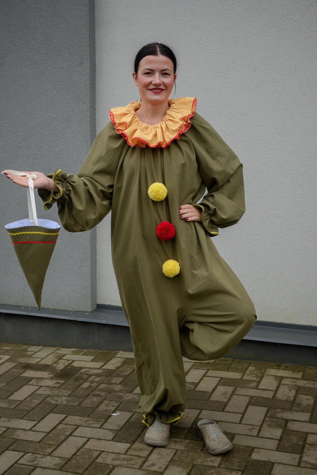 READY TO SHIP Size M Moss Green Clown Costume Adult Unisex Old Circus ...