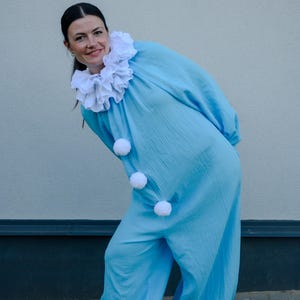 Clown Costume Aqua Blue Adult Unisex Suit Circus Costume Halloween ...