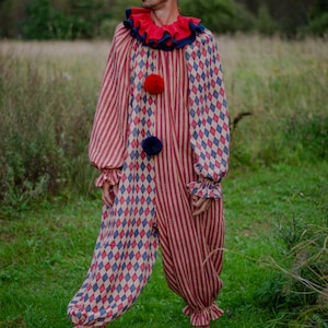 Clown Costume: Unisex Harlequin Jumpsuit, Cotton Double Gauze - Etsy