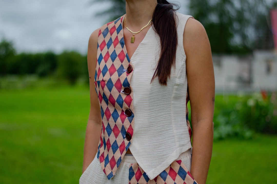 Vintage Harlequin Vest Circus Outfit Clown Vest Cottagecore Romantic ...