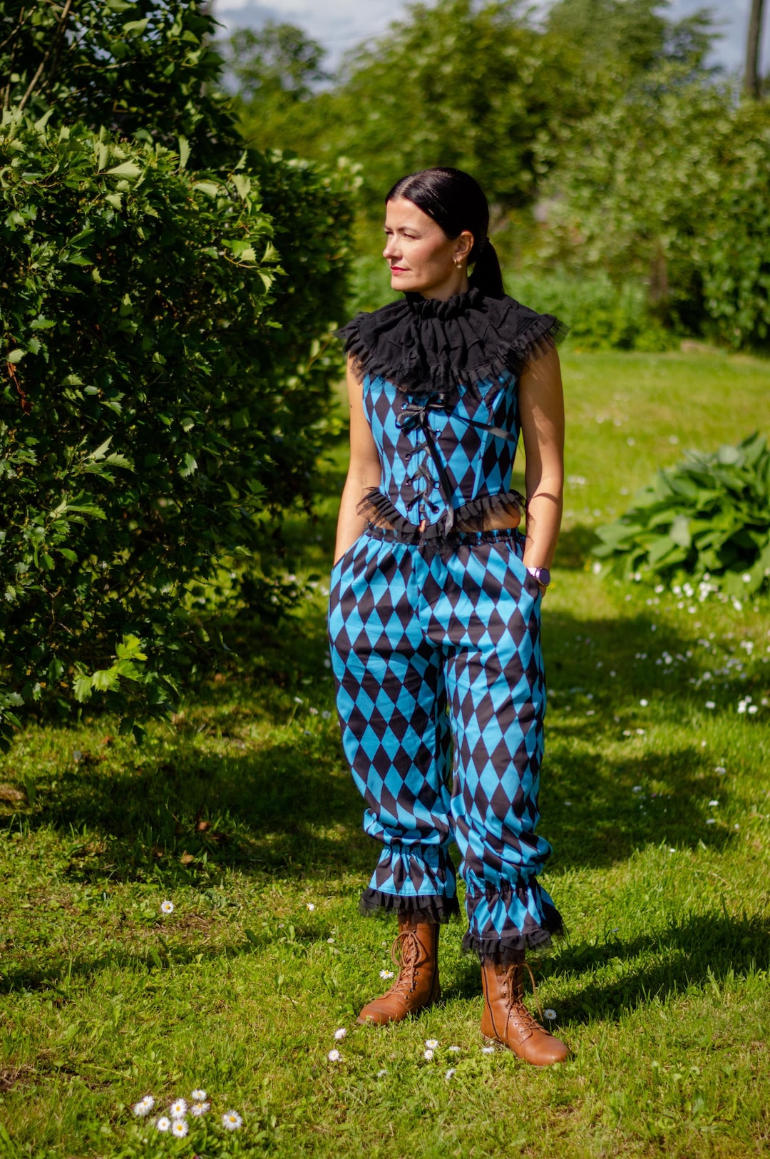 Royal Blue Harlequin Cotton Clown Pants – Circus, Cosplay, Renfaire ...