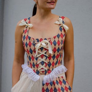 Clown Corset Harlequin Blue and Red Circus Outfit Cottagecore Romantic ...