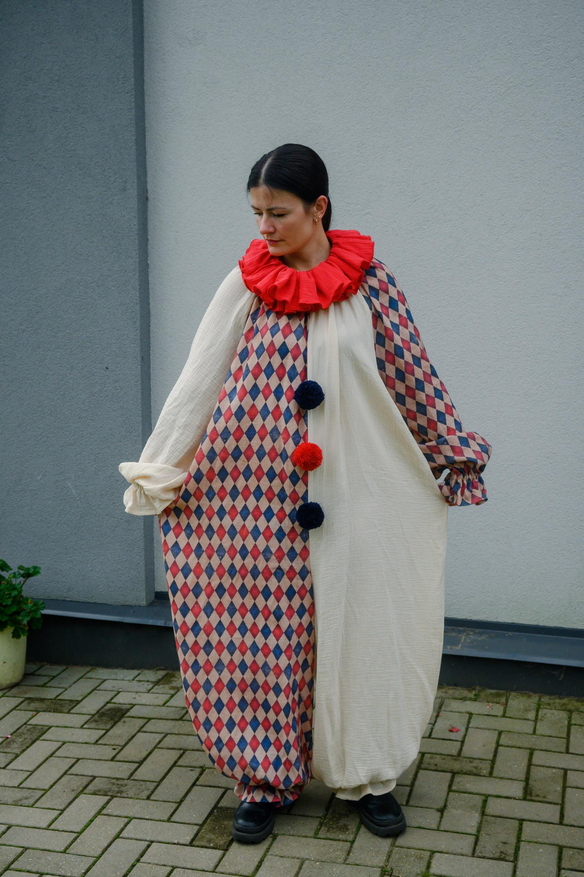 Clown Costume Adult Unisex Suite Vintage Red and Blue Harlequin Circus ...