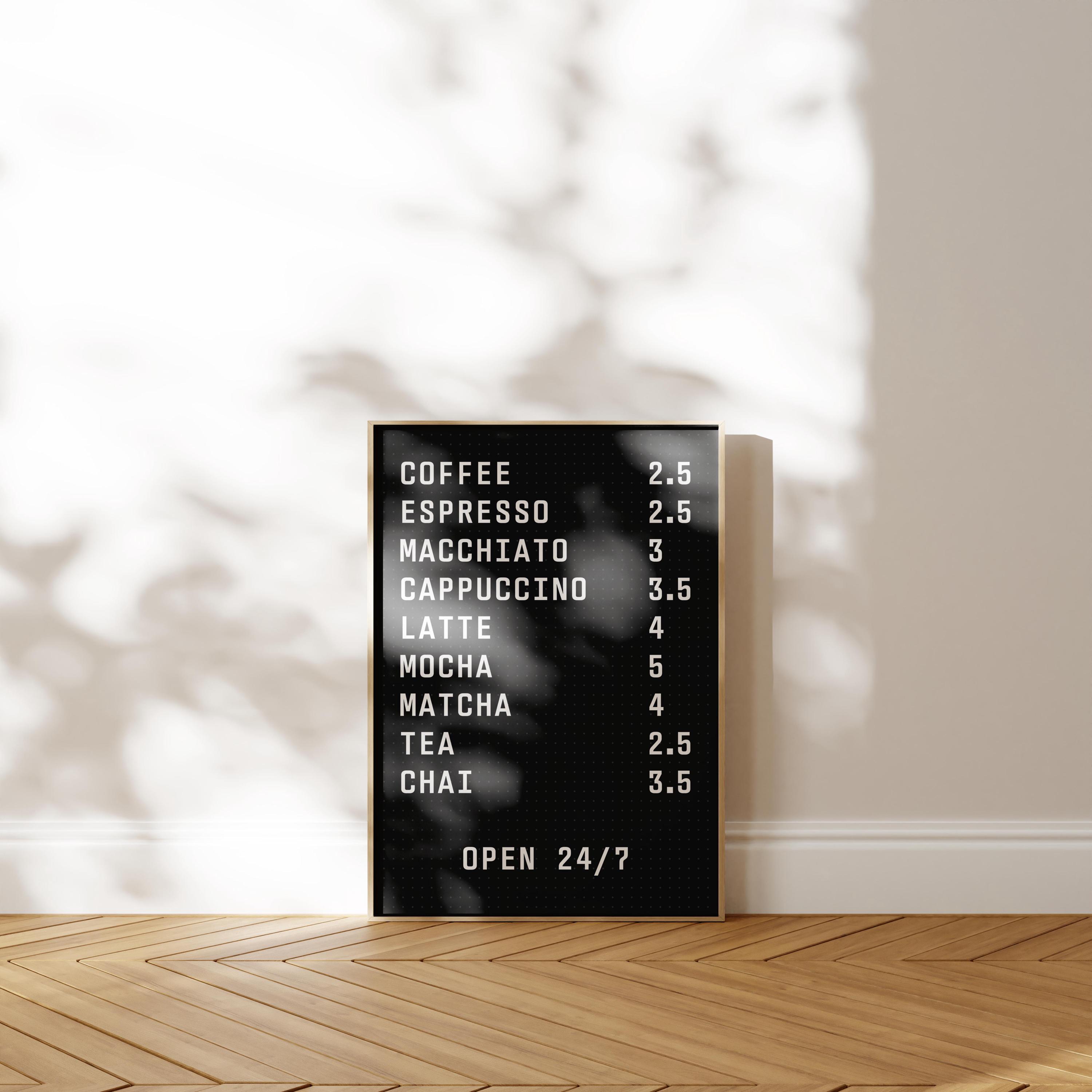 CAFE Menu Black Peg Board Print - Coffee Menu - Kitchen Wall Art - Etsy