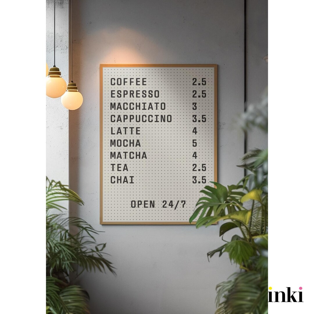 CAFE Menu Peg Board Print - Coffee Menu - Kitchen Wall Art - Etsy