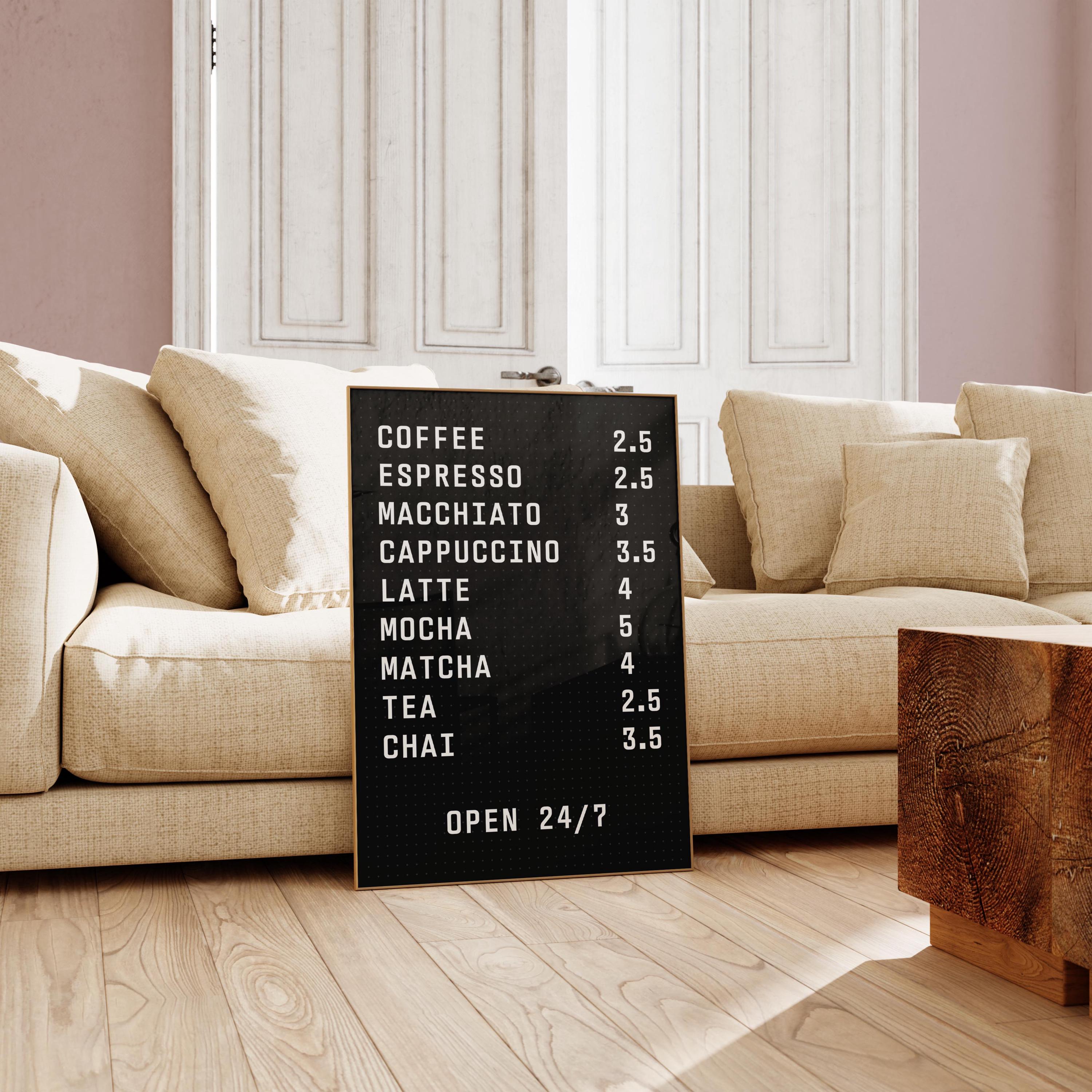 CAFE Menu Black Peg Board Print - Coffee Menu - Kitchen Wall Art - Etsy