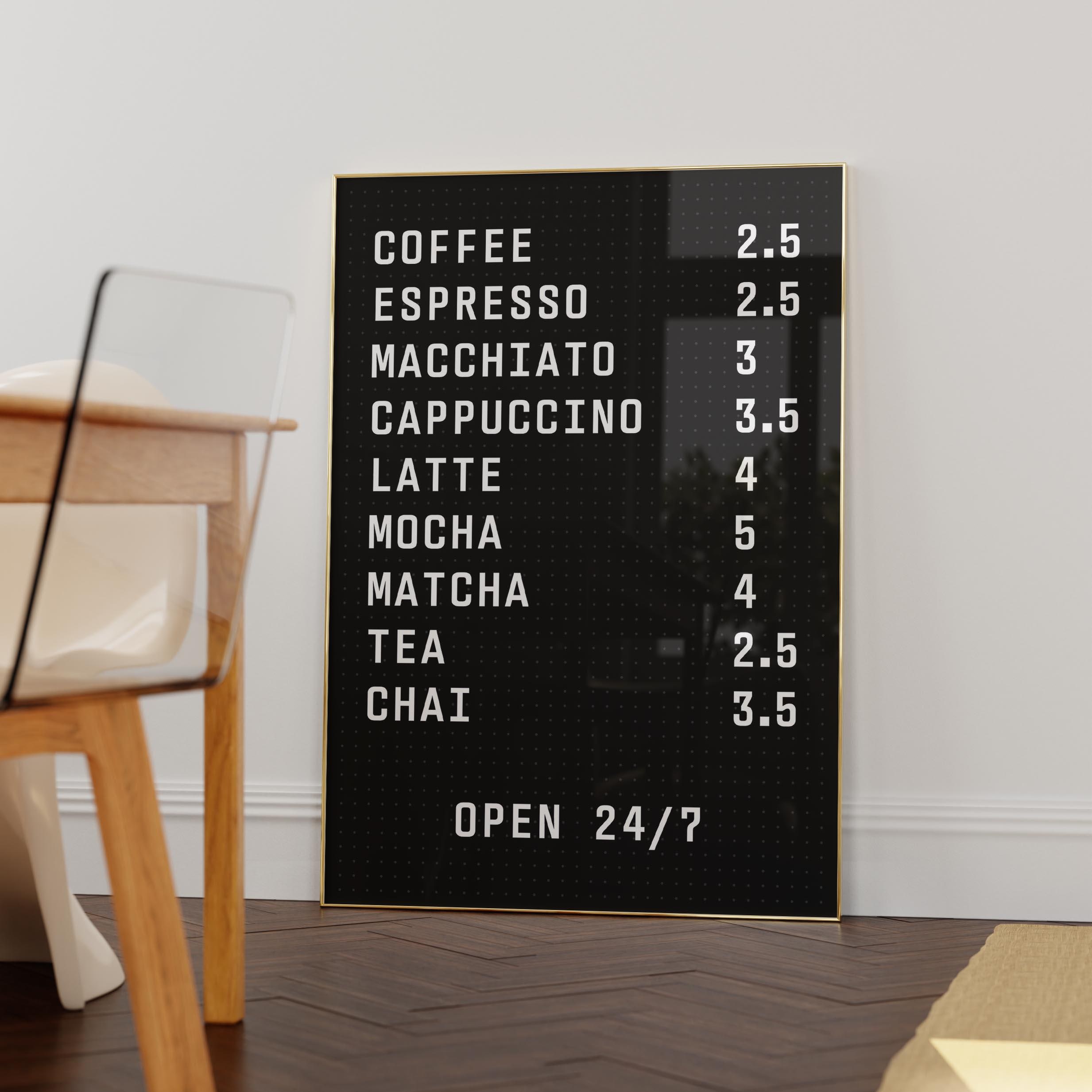 CAFE Menu Black Peg Board Print - Coffee Menu - Kitchen Wall Art - Etsy