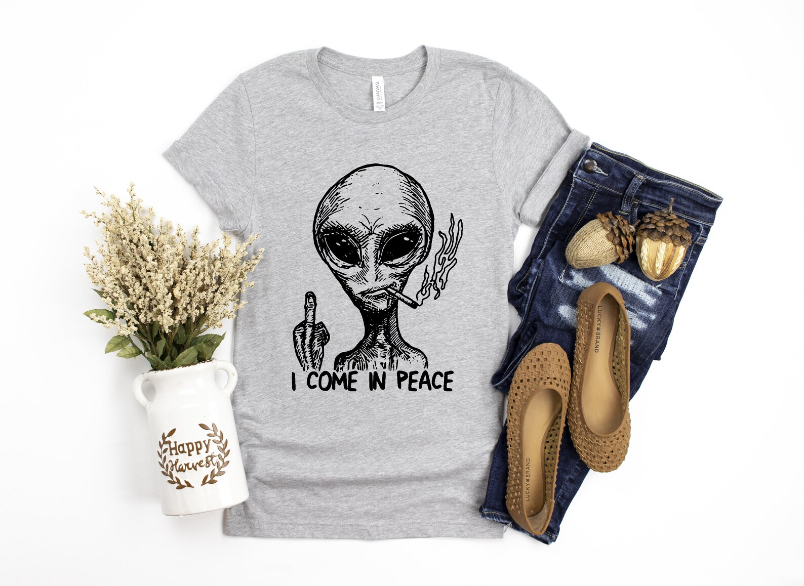 Alien Shirt Alien I Come In Peace Shirt Alien Middle Finger | Etsy