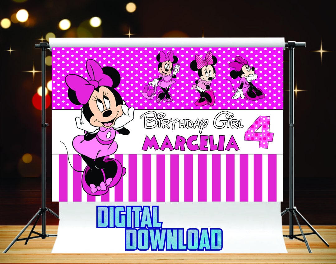 Minnie Mouse Backdrop, Minnie Mouse Birthday Party Decoration, Minnie ...