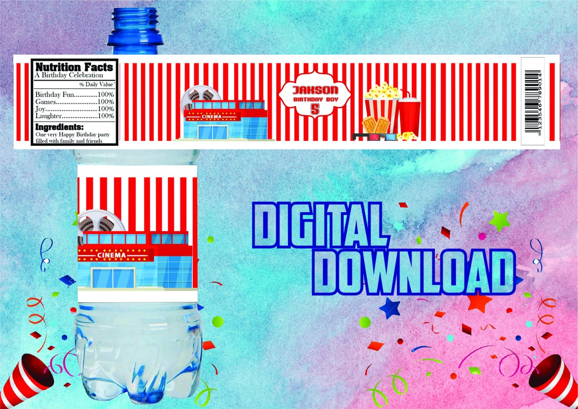 Movie Bottle Labels, Movie Labels, Movie Favors, Movie Printables ...