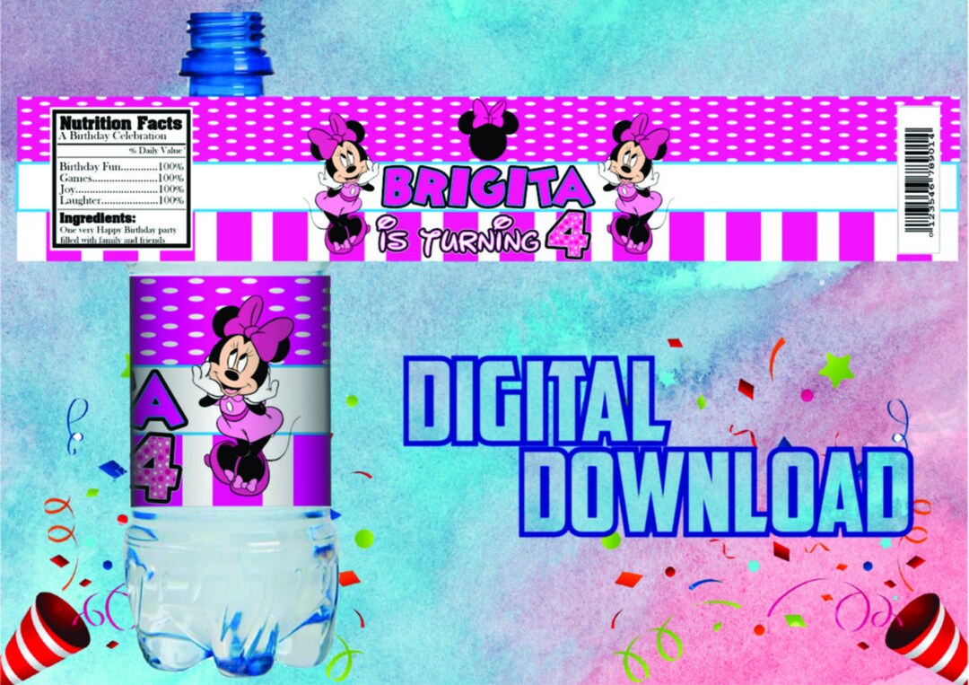 Minnie Mouse Bottle Labels, Minnie Mouse Labels, Minnie Mouse Favors ...