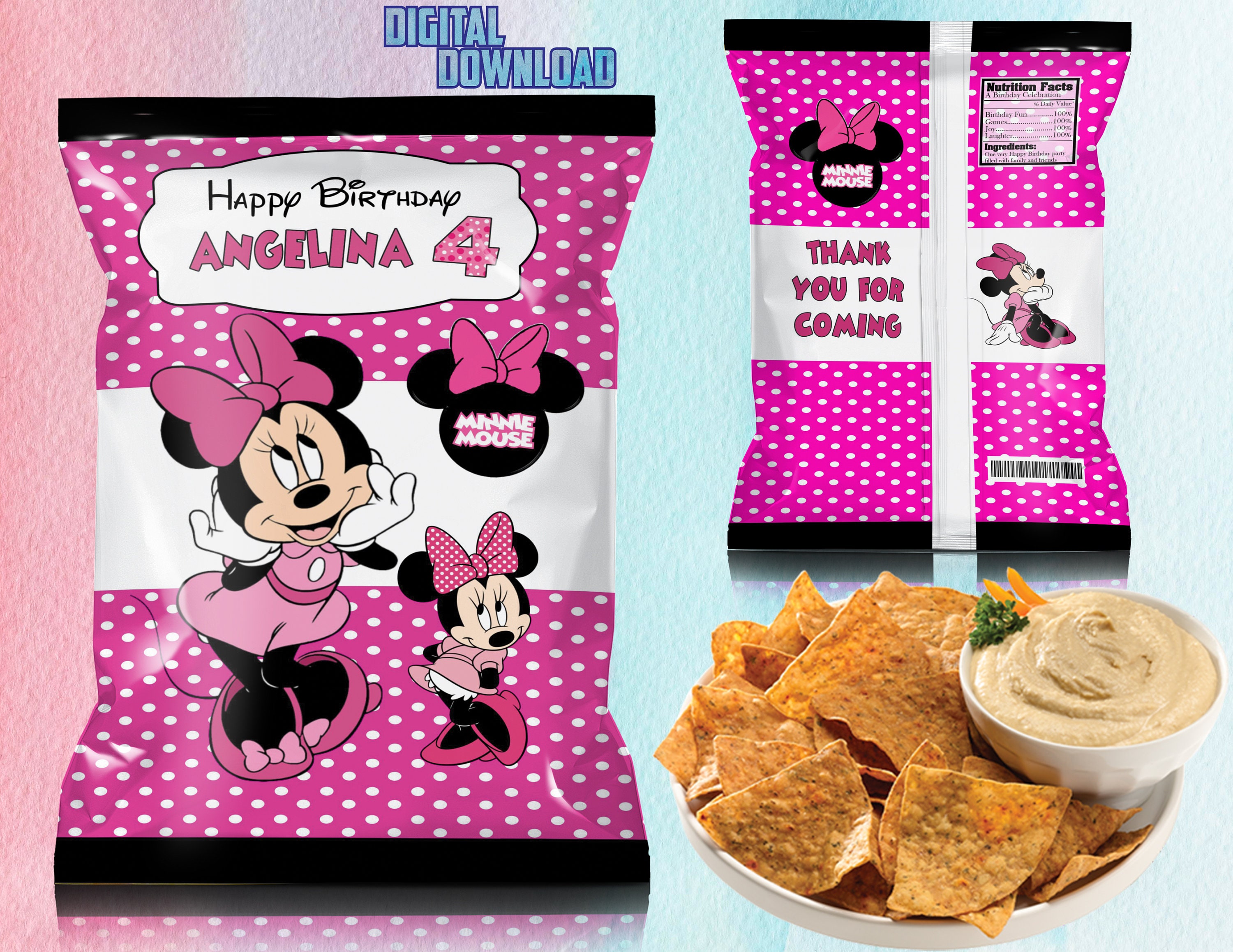 Minnie Mouse Chip Bag Minnie Mouse Party Favor Minnie Mouse - Etsy Canada