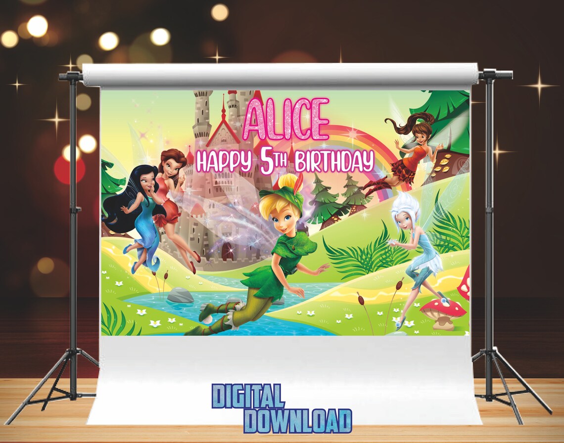 Tinkerbell Backdrop, Tinkerbell Birthday Party Decoration, Tinkerbell ...