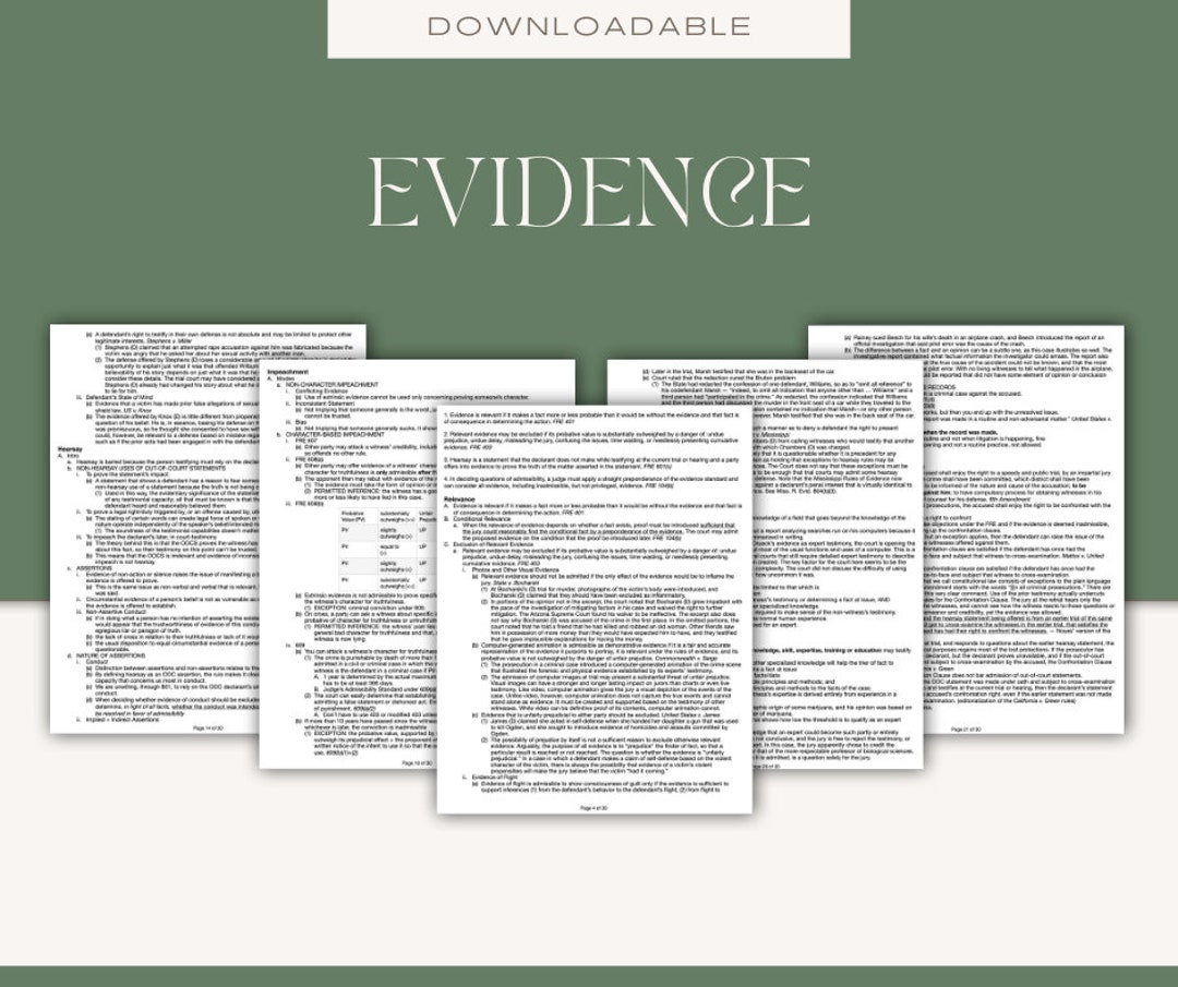 Evidence Law School Outline - Etsy