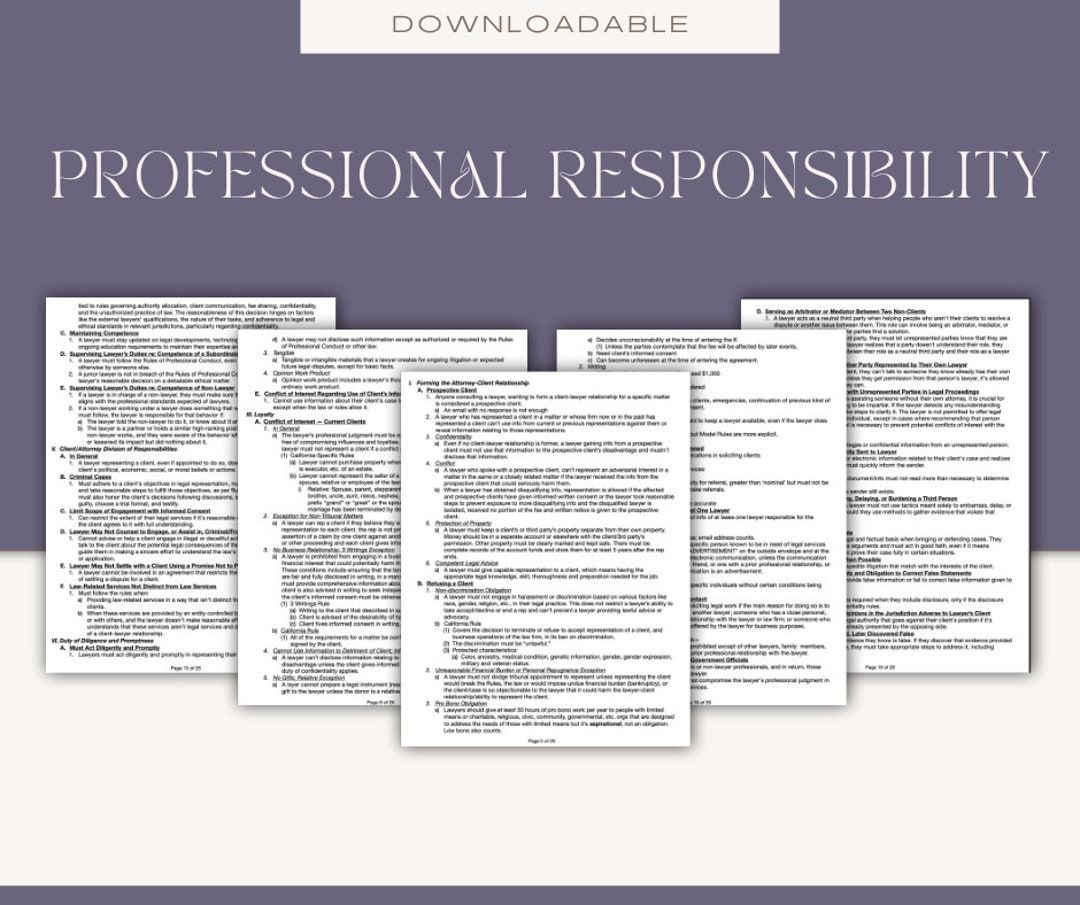 Professional Responsibility Law School Outline - Etsy