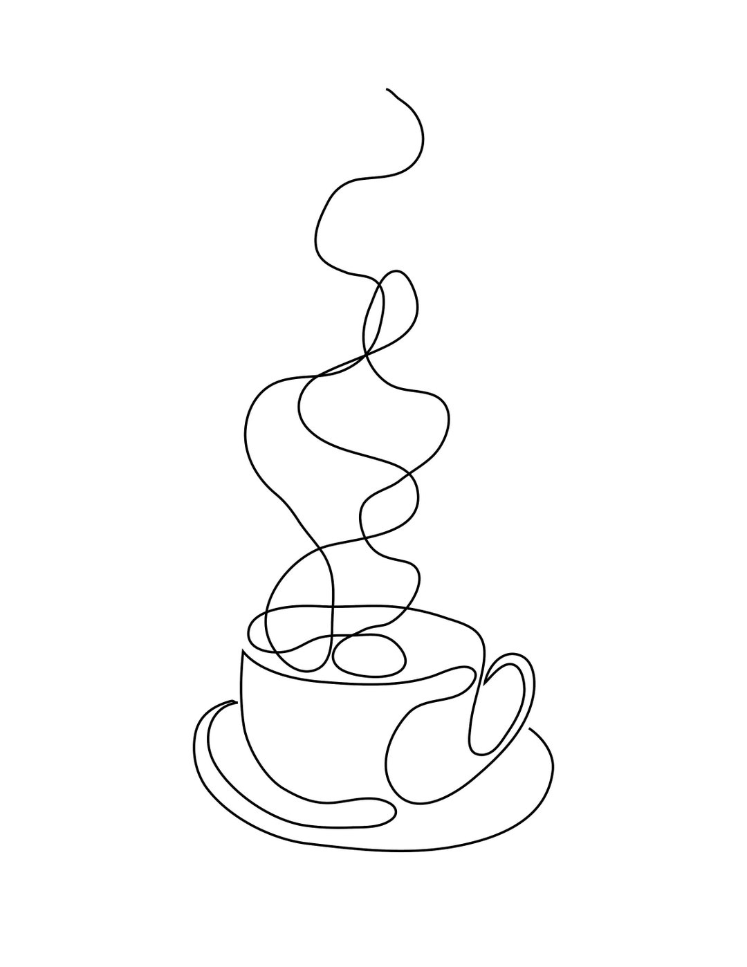 Coffee Line Drawing Print - Etsy