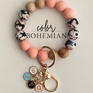 Personalized Initial Wristlet Keychain Silicone Bangle Keychain Cute ...