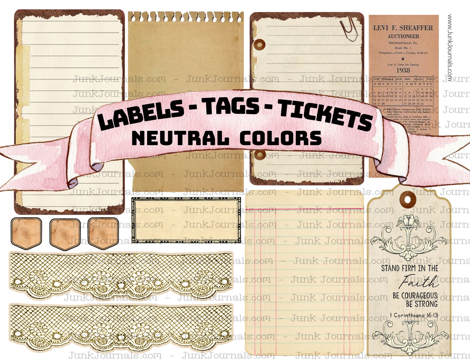 NEUTRALS EPHEMERA SCRAP Pack Old Labels Printable (in Jpg), Junk ...