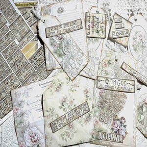 200 PRAYER JOURNAL FAITH Bible Words & Phrases Vintage Tag Labels God ...