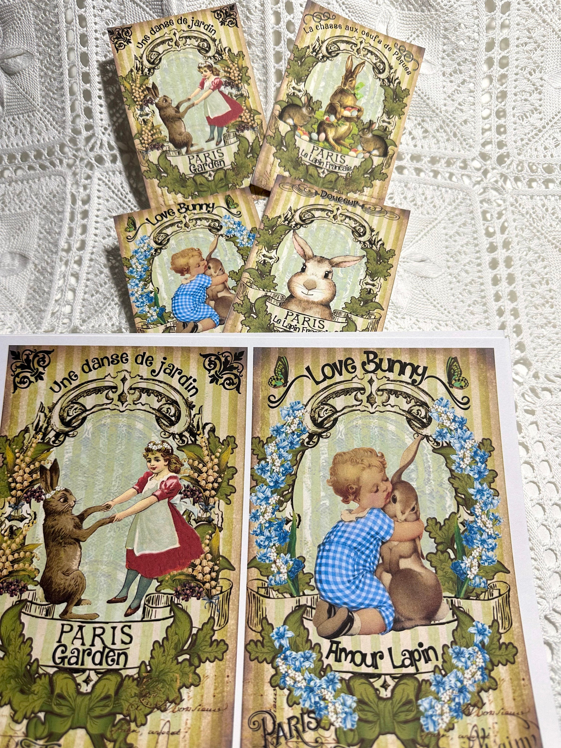 VINTAGE FRENCH RABBITS Printable Bundle Easter Bunny Paris Garden ...