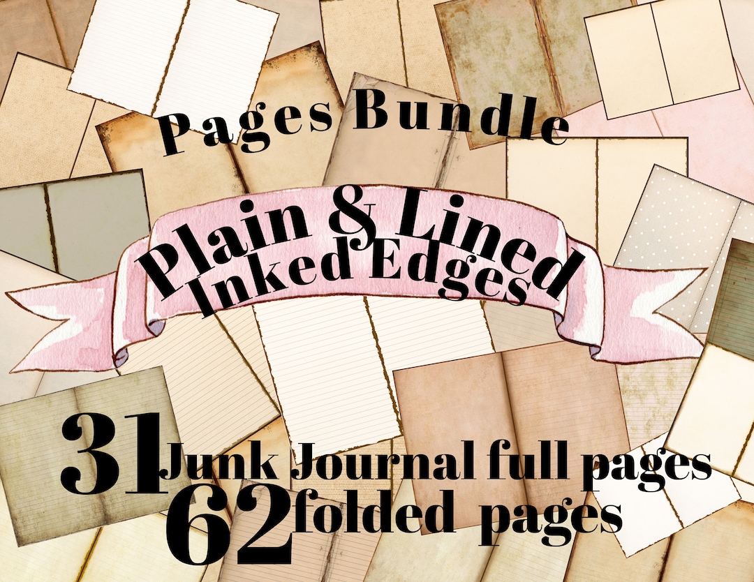 INKED Edges JOURNAL PAGES Huge Bundle Blank and Lined Distressed ...