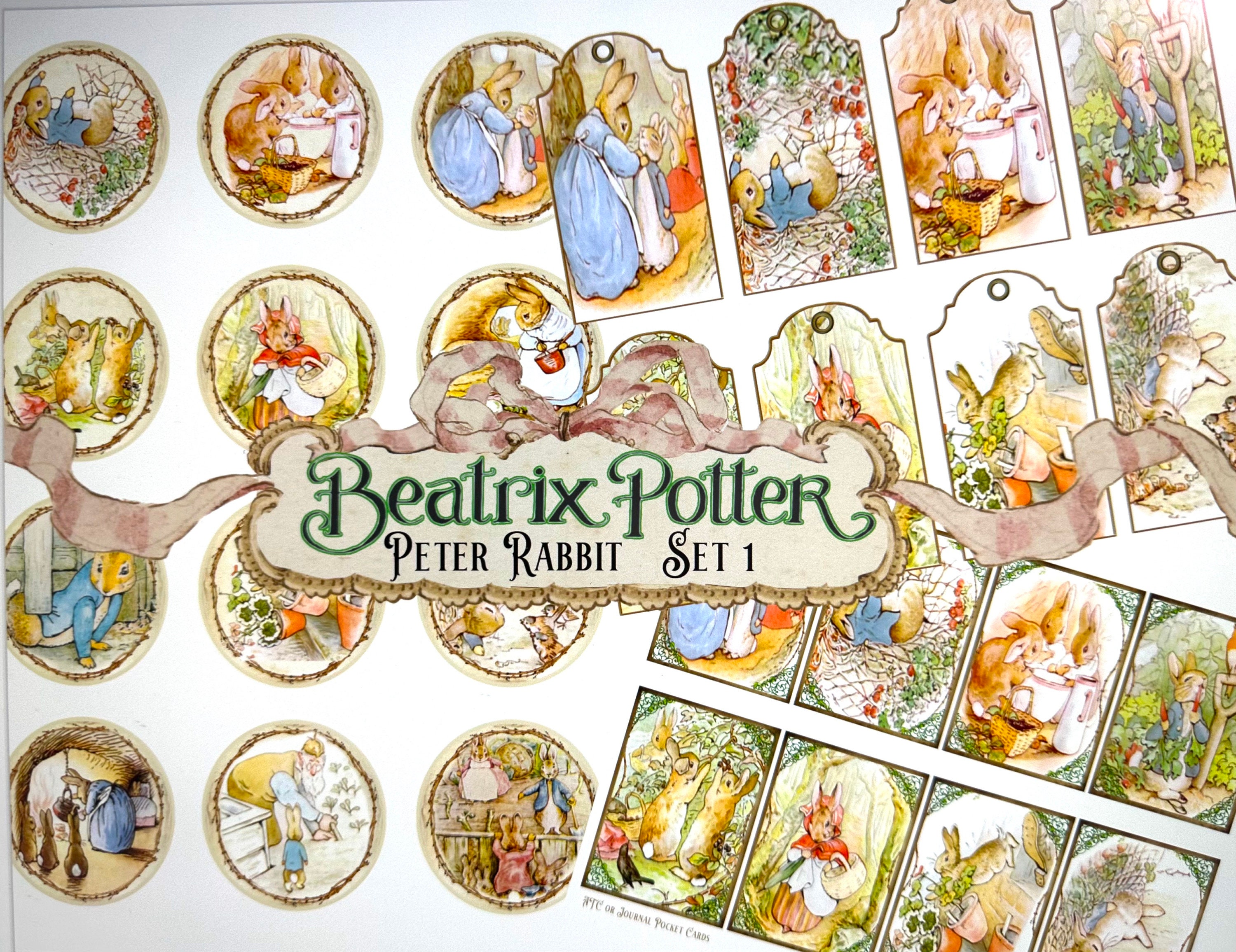BEATRIX POTTER Peter Rabbit Mr.mcgregor Set 1 Circles ATC Cards Tags ...