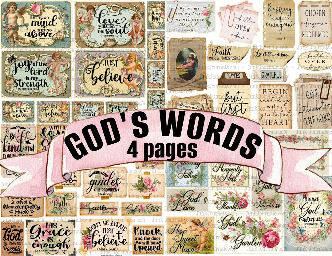 GOD'S WORDS 4 PAGES Bible Junk Journal Scripture Prayer Journaling ...