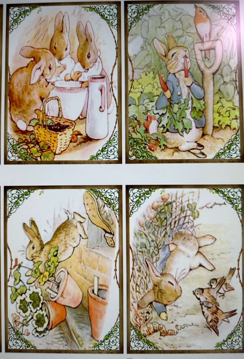 BEATRIX POTTER Peter Rabbit Mr.mcgregor Set 1 Circles ATC Cards Tags ...