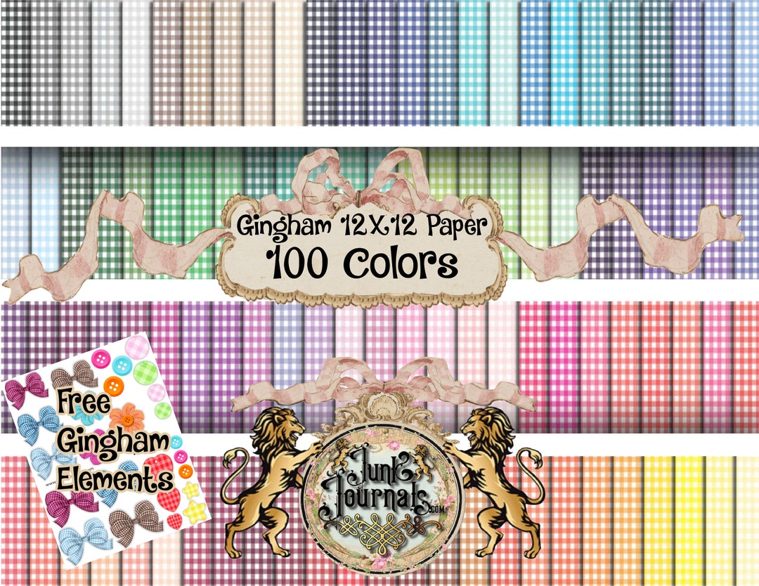 GINGHAM 100 COLORS 12X12 Paper or Backgrounds Instant Digital Download ...