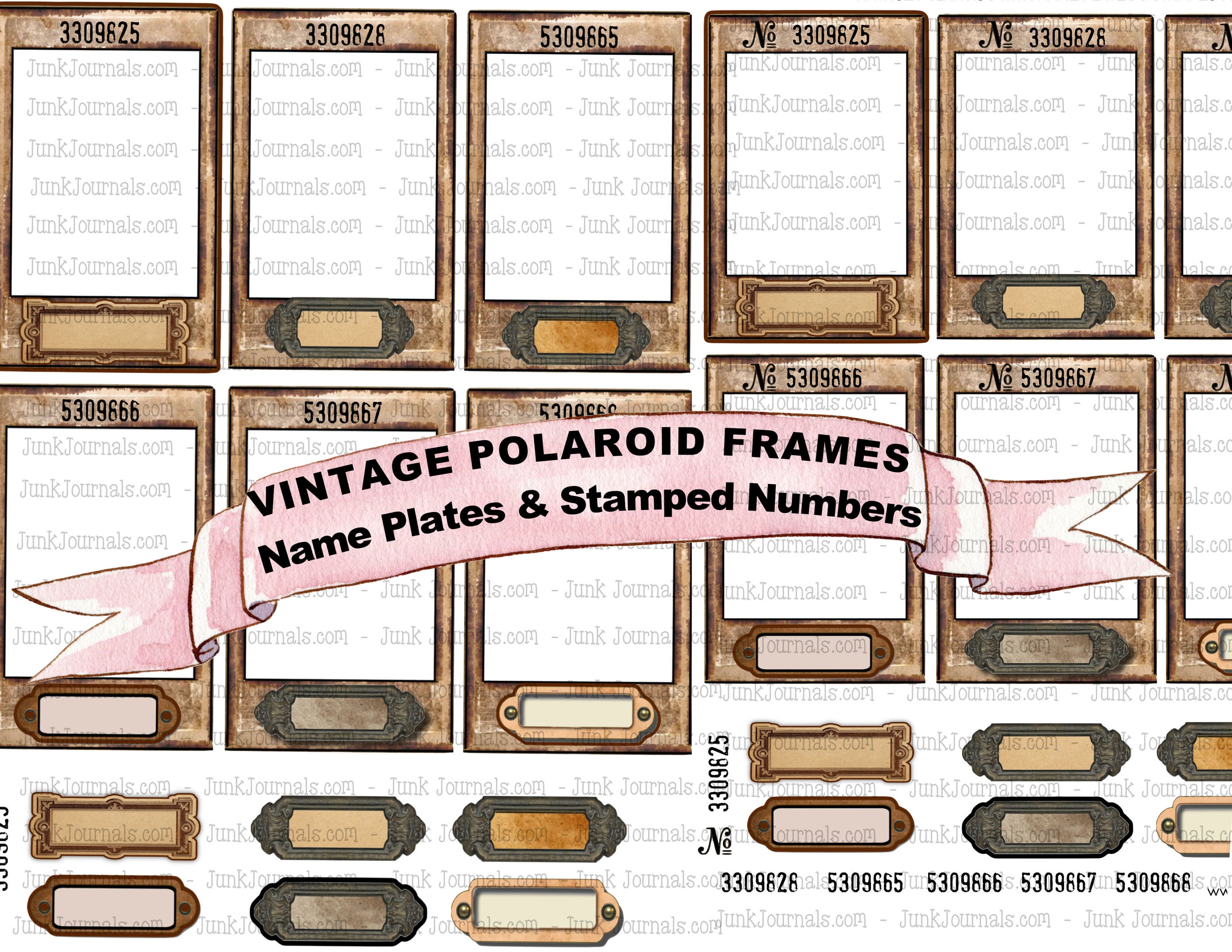 VINTAGE POLAROID FRAMES & Photos Collage Name Plates Stamped Numbers ...