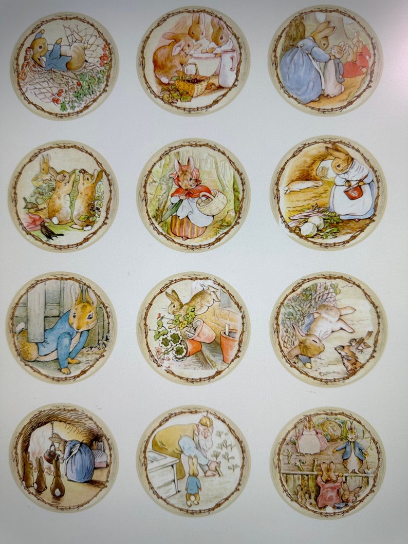 BEATRIX POTTER Peter Rabbit Mr.mcgregor Set 1 Circles ATC Cards Tags ...
