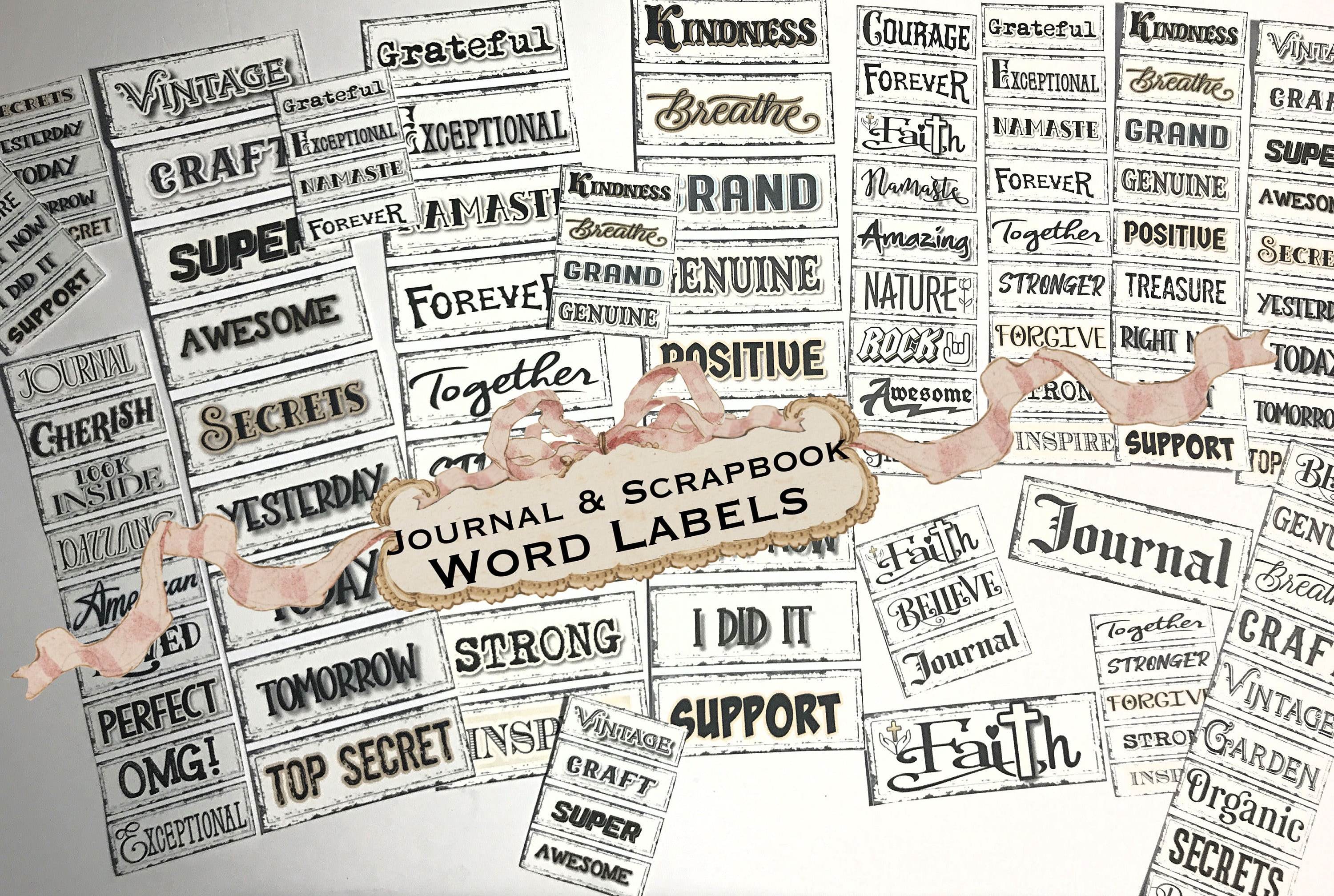 JOURNAL WORD BUNDLE Printable Words Junk Journal, Scrapbook ...