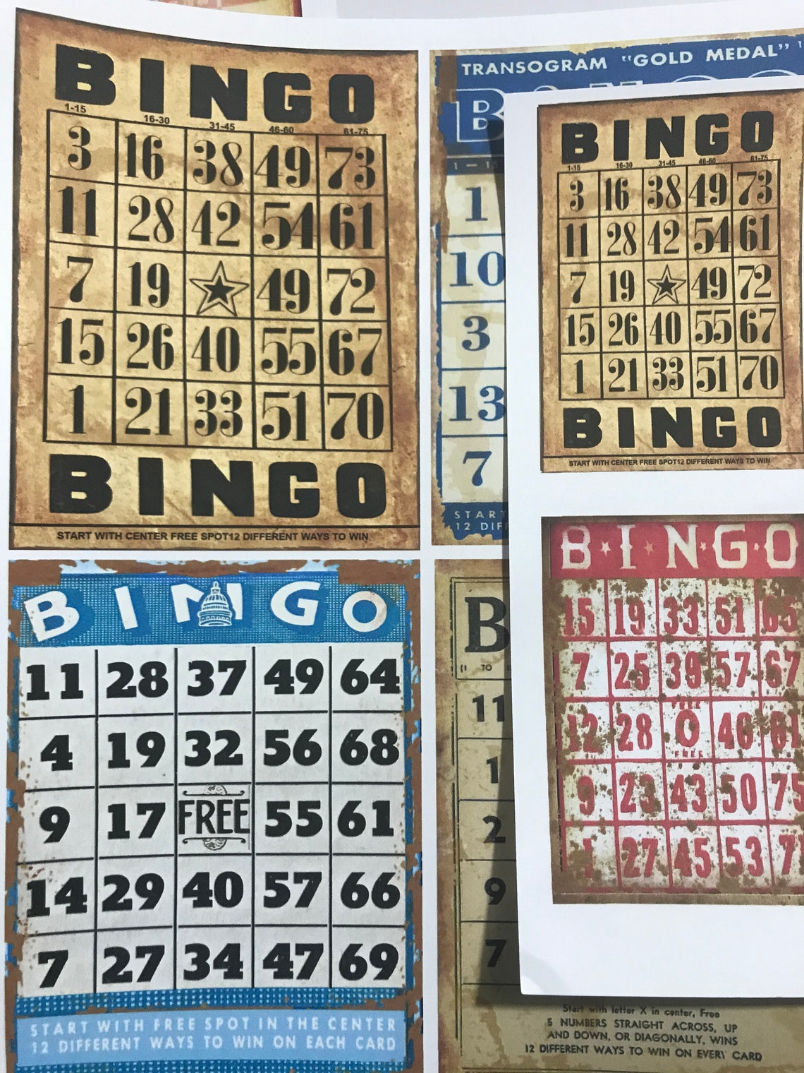 16 Vintage BINGO CARDS Antique Grunge Rusty Old Digital - Etsy