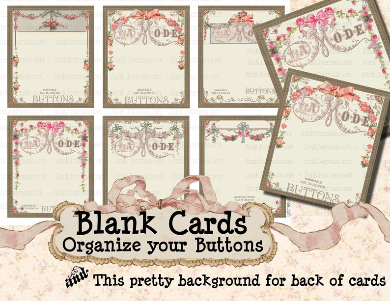 PRINTABLE BUTTON CARDS Both Blanks to Organize and Beautiful - Etsy