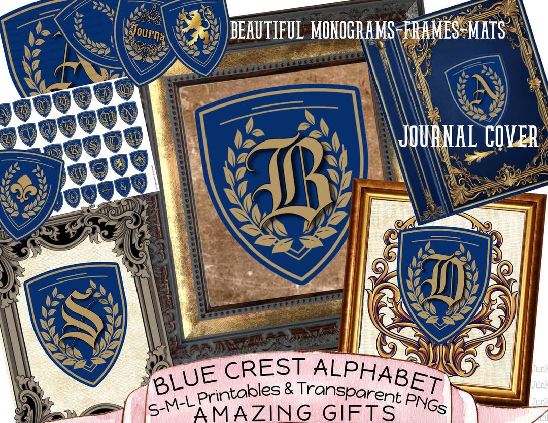 ROYAL MONOGRAMS-FRAMES & Wedding Crest Journal Cover Printable/pngs ...