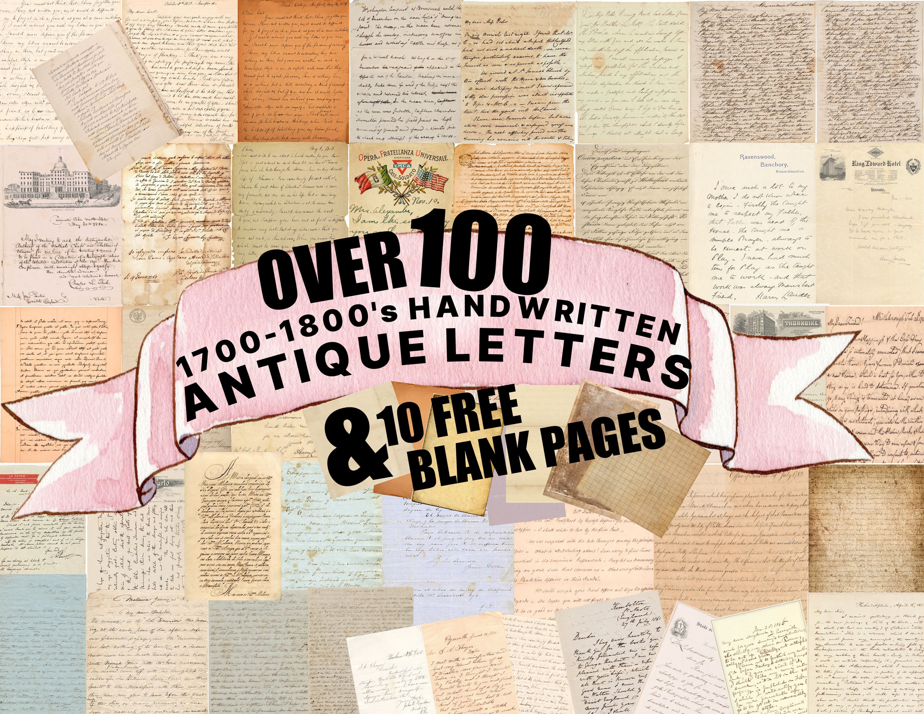 1700s & 1800s ANTIQUE HANDWRITTEN LETTERS Ephemera, Vintage Calligraphy ...