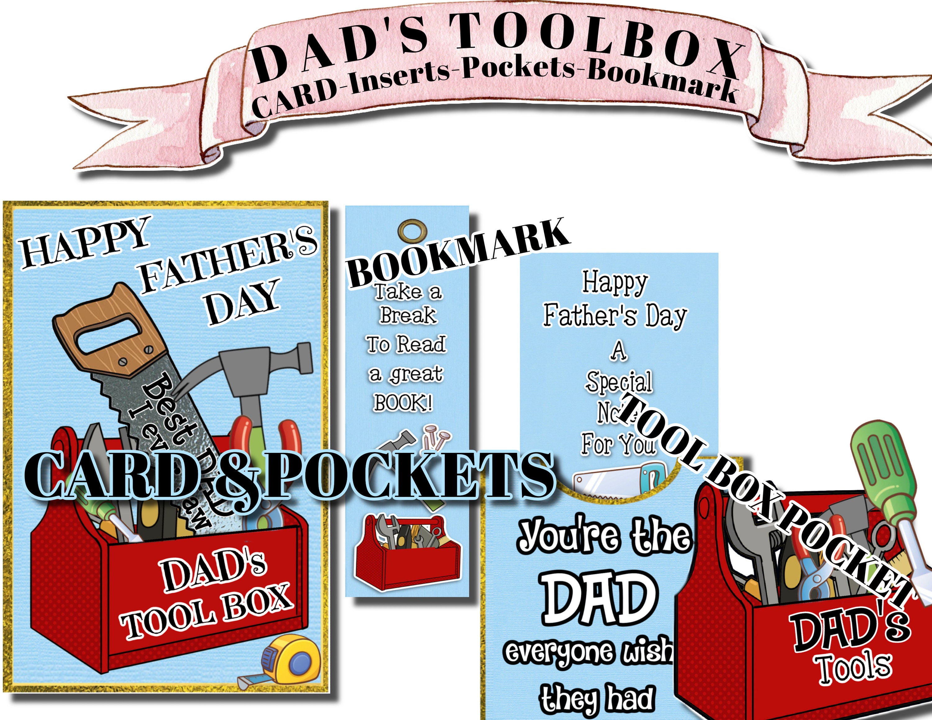 DAD'S TOOLBOX CARD Set Father's Day Card Envelope - Etsy