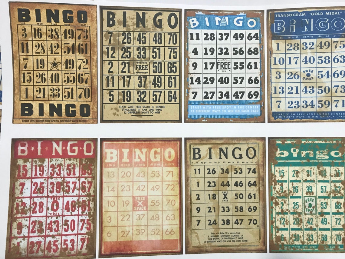 16 Vintage BINGO CARDS Antique Grunge Rusty Old Digital - Etsy