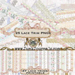 BEAUTIFUL LACE TRIM Bundle Printable and Pngs Vintage Crochet Lace ...