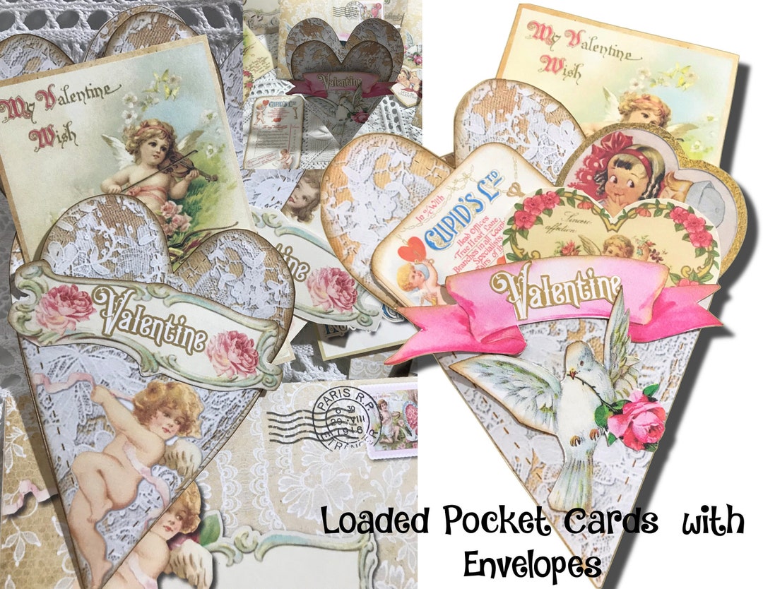 LOADED VALENTINE HEART Pocket Cards With Envelopes, Postcards, Greeting ...