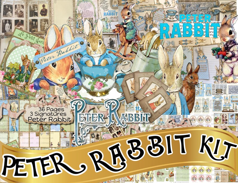 PETER RABBIT HUGE Junk Journal Kit Beatrice Potter Vintage - Etsy
